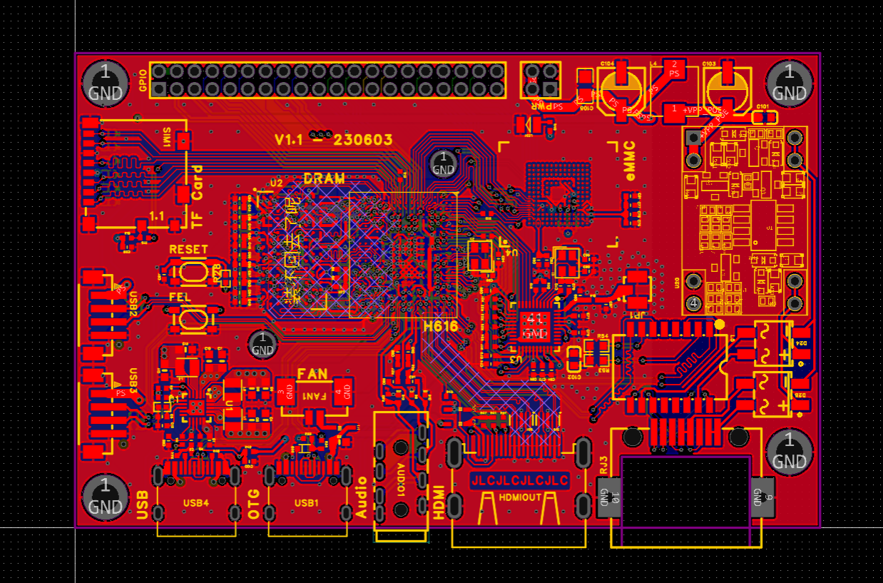 Custom Allwinner H616 Single-Board Computer with PoE – Raspberry Pi PCB