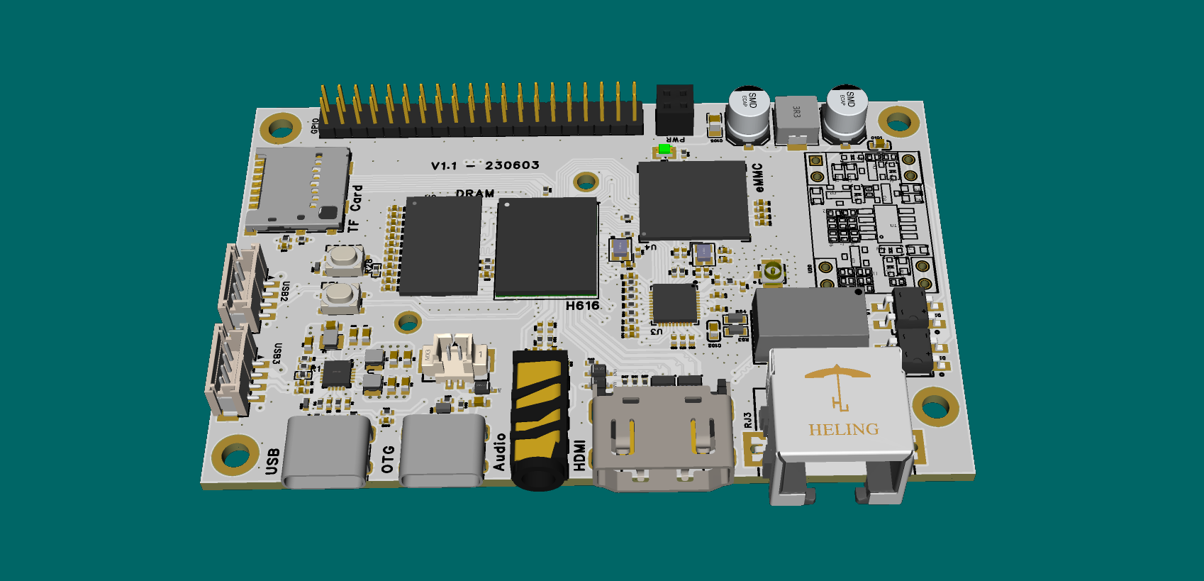 Custom Allwinner H616 Single-Board Computer with PoE – Raspberry Pi PCB